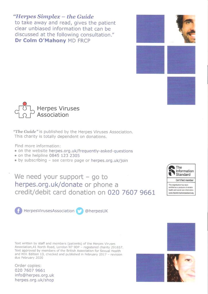 Patient information leaflets for patients with genital herpes
